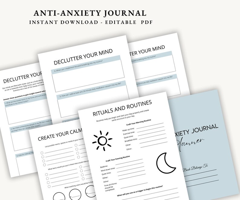 Anxiety Planner Printable - Download, Therapy Journal, Mental Health ...