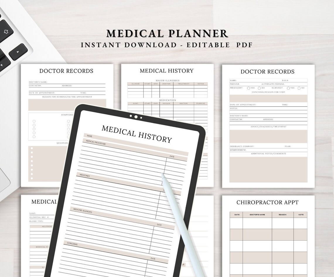 Medical Planner Printable, Family Medical Binder, Healthcare Planner ...