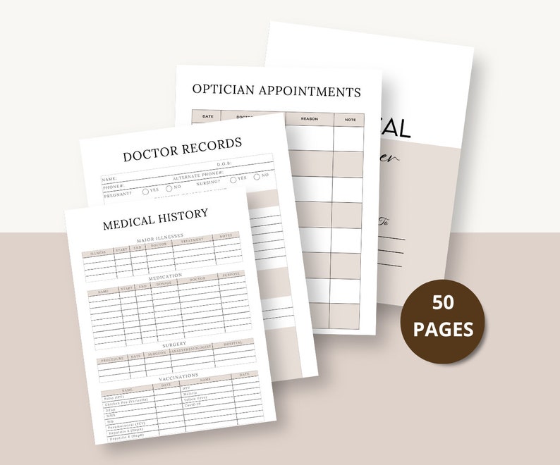 Medical Planner Printable, Family Medical Binder, Healthcare Planner ...