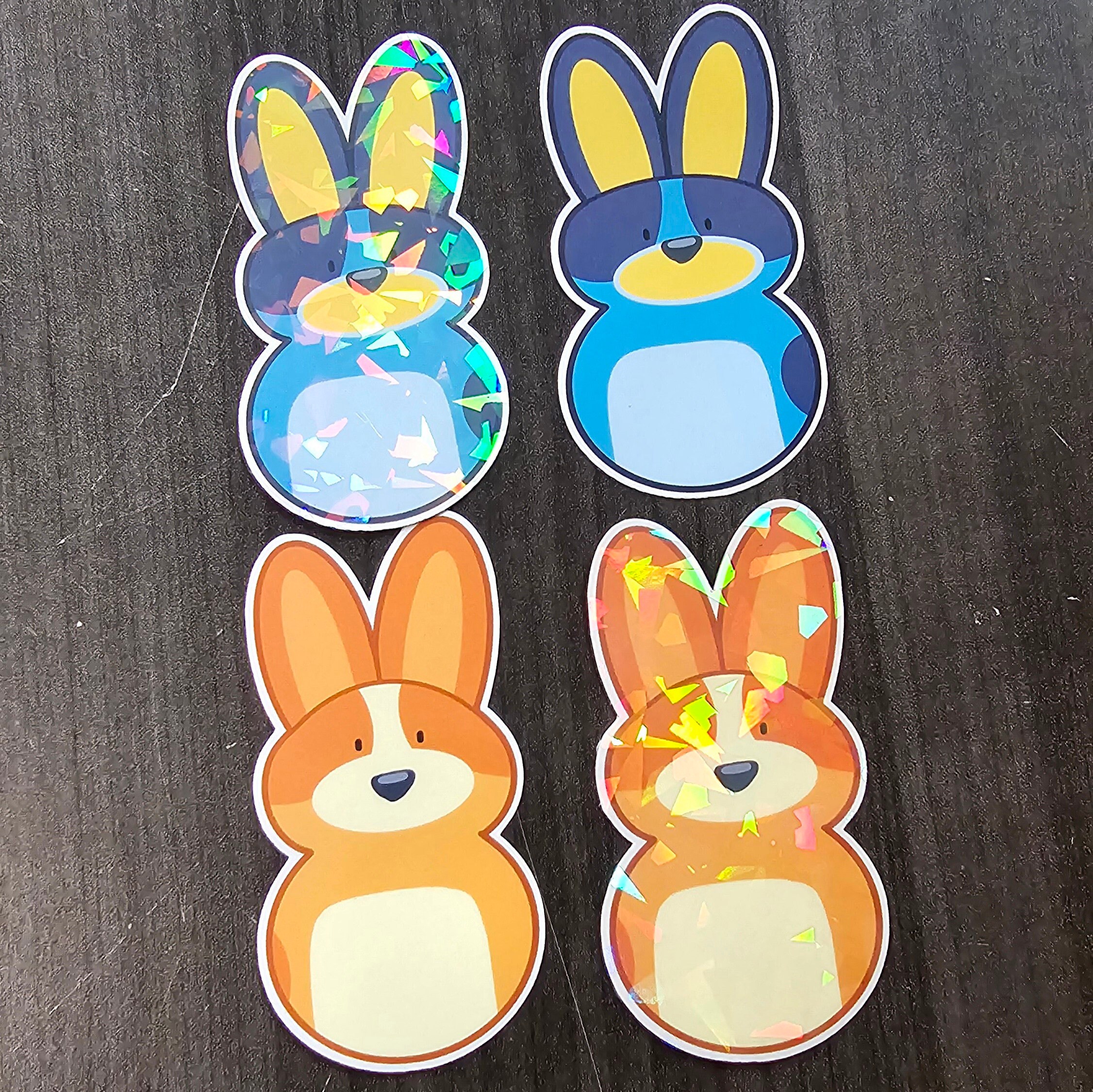 Easter Bunny Peep Holographic Bluey and Bingo Glossy and Glossy Cartoon ...