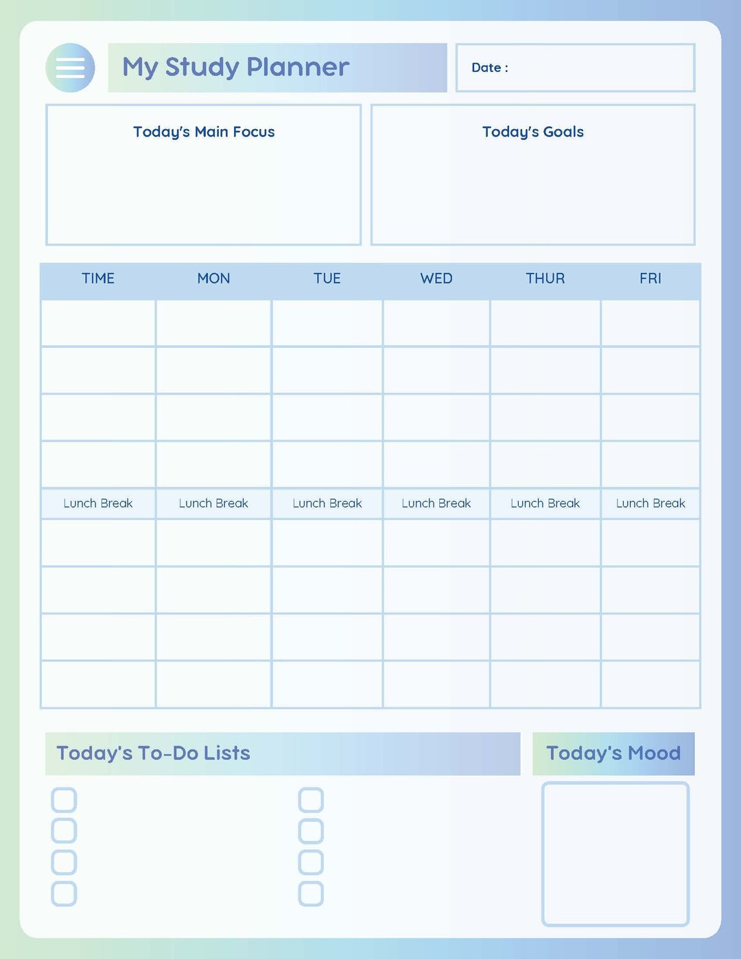 Blue Study Planner Digital Download - Etsy