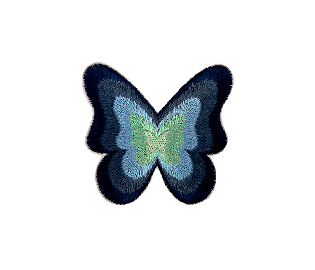 Blue Butterfly Patch | Pastel Aqua Ombre Iron-on Applique | Embroidered ...
