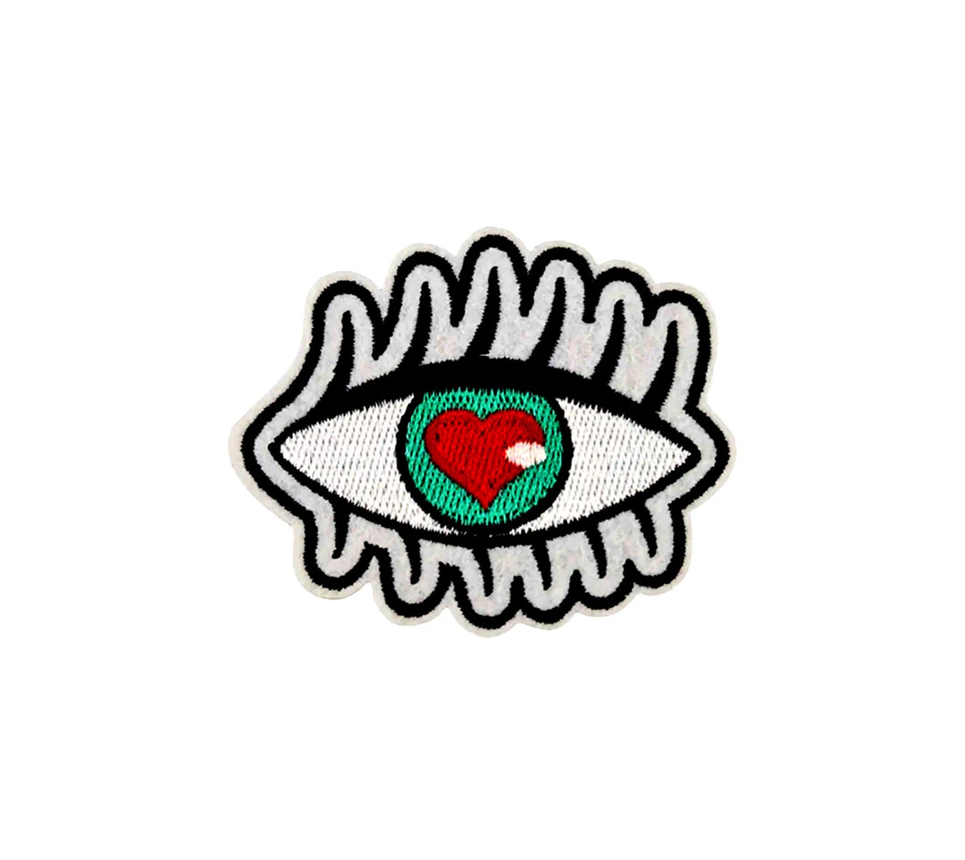 Heart Eye Patch | Red Love Evil Eye Talisman Iron-on Applique | Eyelash ...