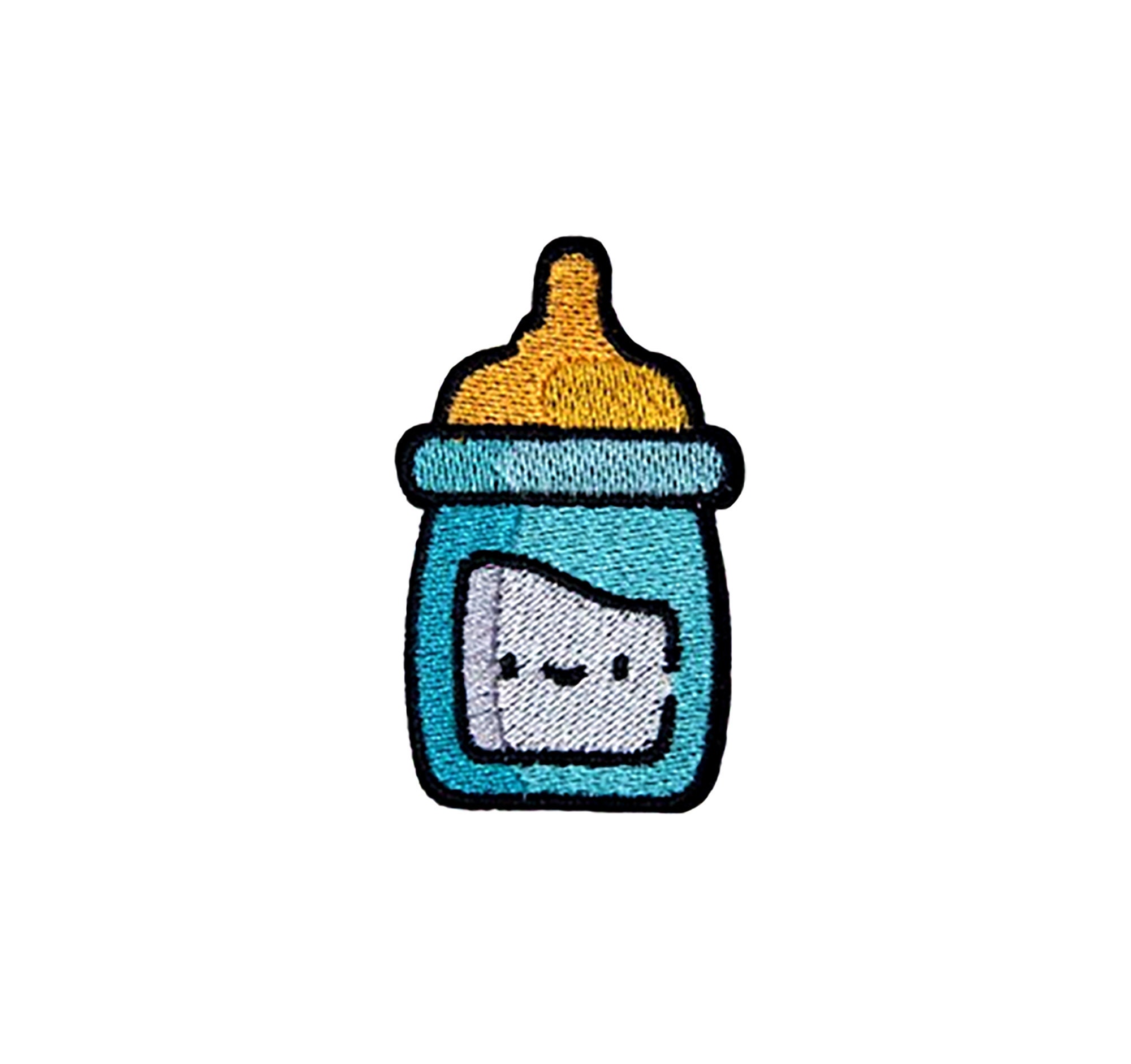 Stick-on Baby Bottle Patch Kawaii Pastel Happy Milk Drink Self-adhesive Applique DIY Newborn ...