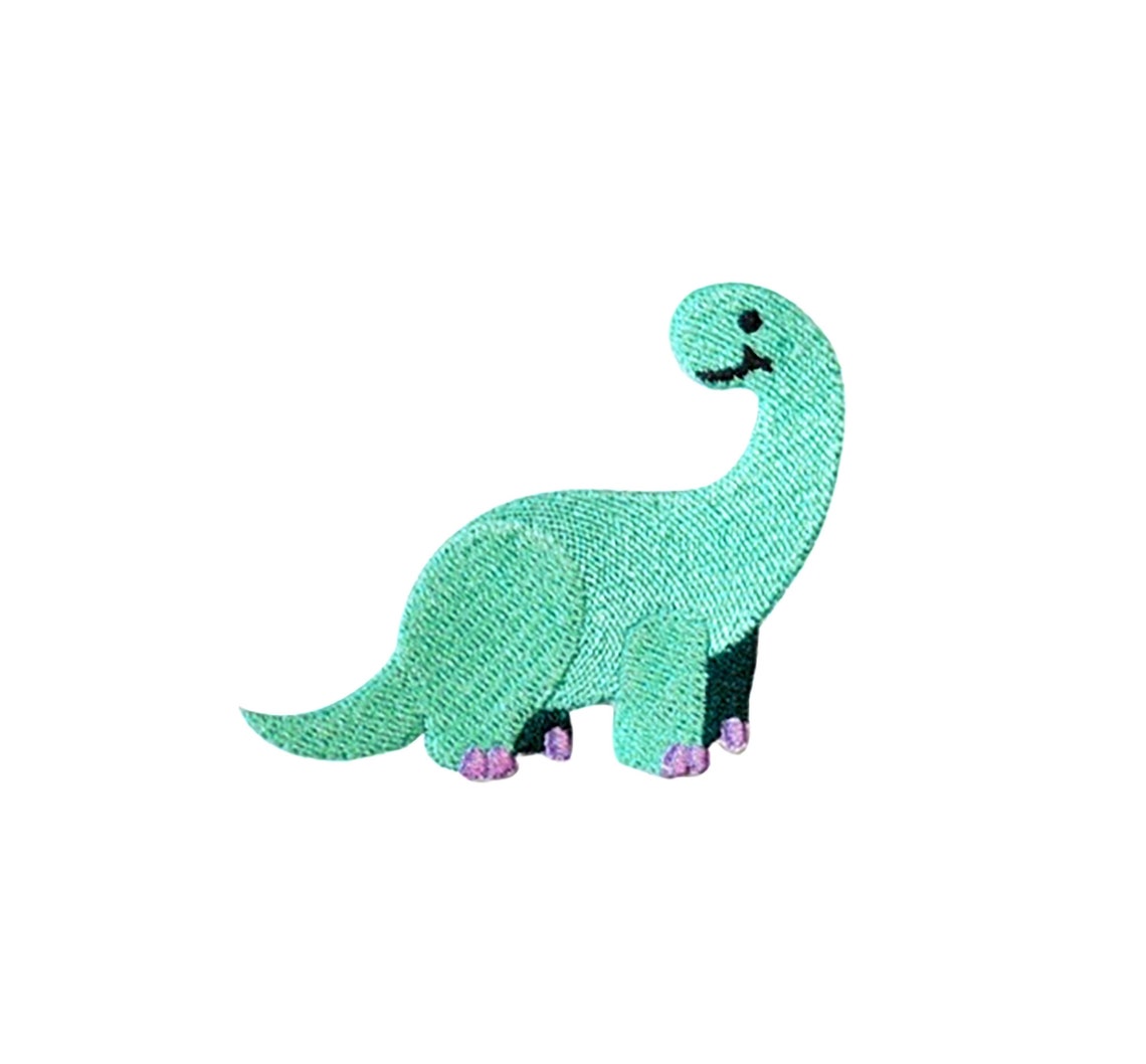 Kawaii Long Neck Dino Patch Brontosaurus Dinosaur Lizard Iron-on Applique Kids Teen Sewing DIY ...