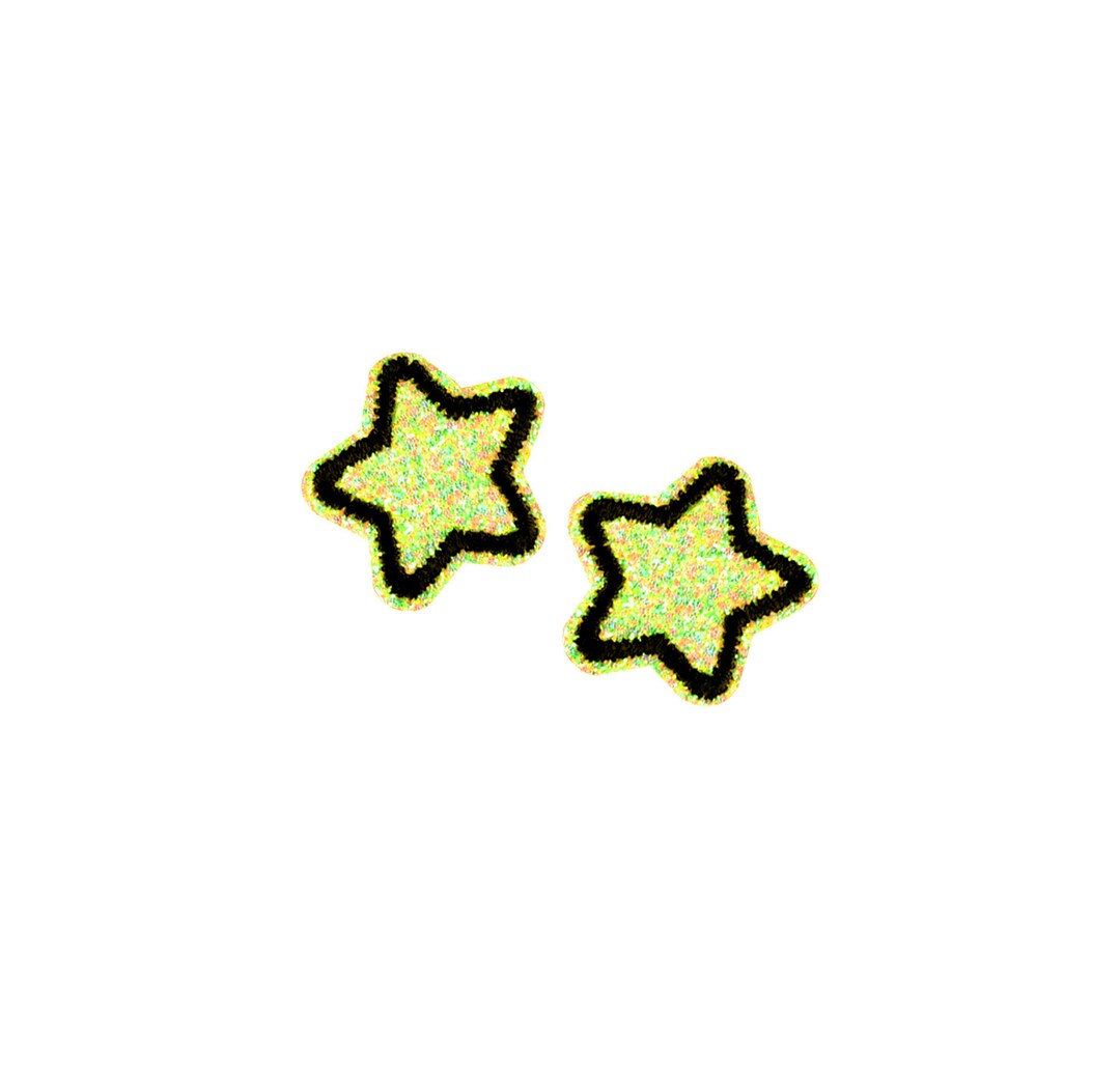 Stick-on Yellow Glitter Star Patches | 2x Tiny Kawaii Iridescent ...