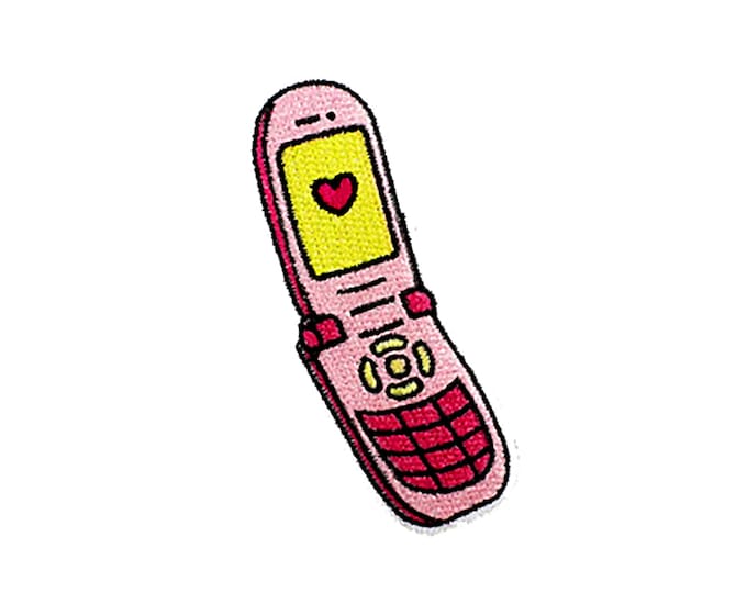 Flip Phone Patch Pink Kawaii Heart Retro Mobile Cell Phone Iron-on ...