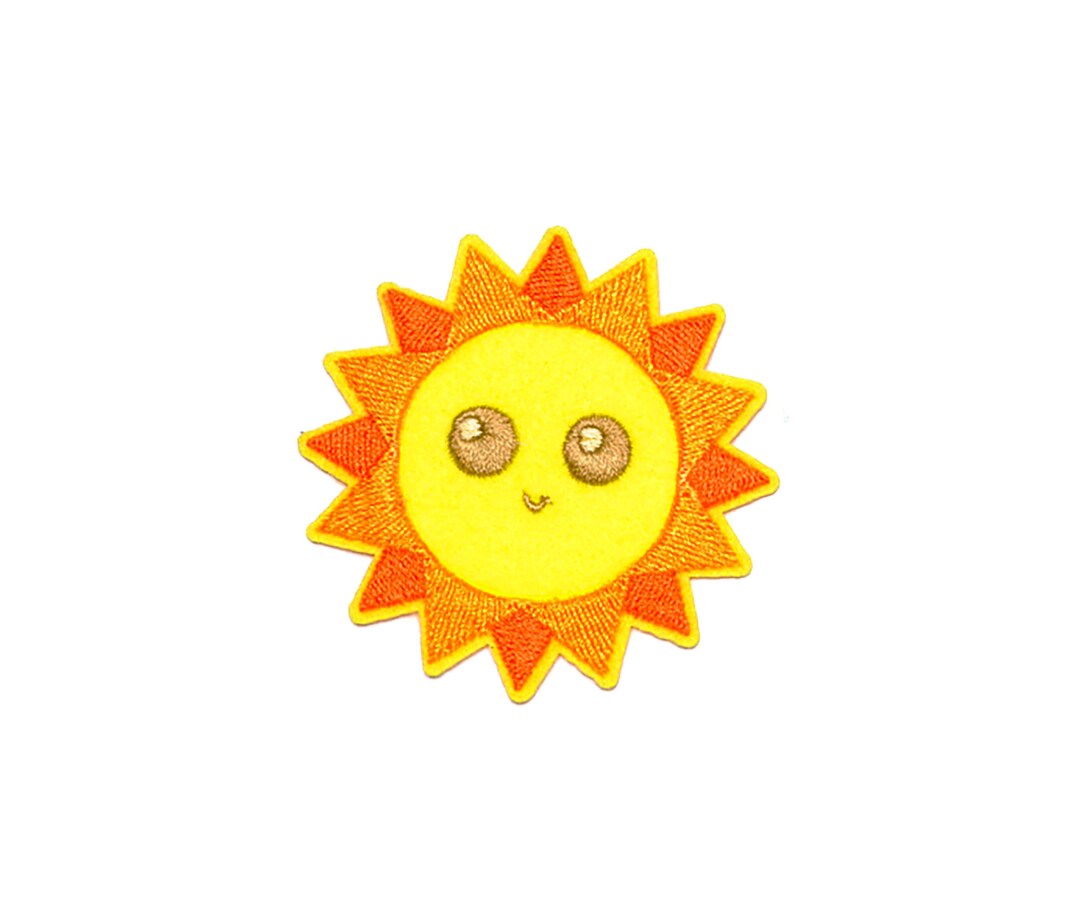 Kawaii Sunshine Patch | Bright Sunny Happy Sun Face Iron-on Applique ...
