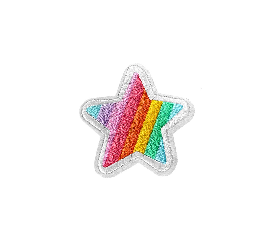 Pastel Rainbow Star Patch Kawaii Fairy-kai Iron-on Applique Embroidered ...