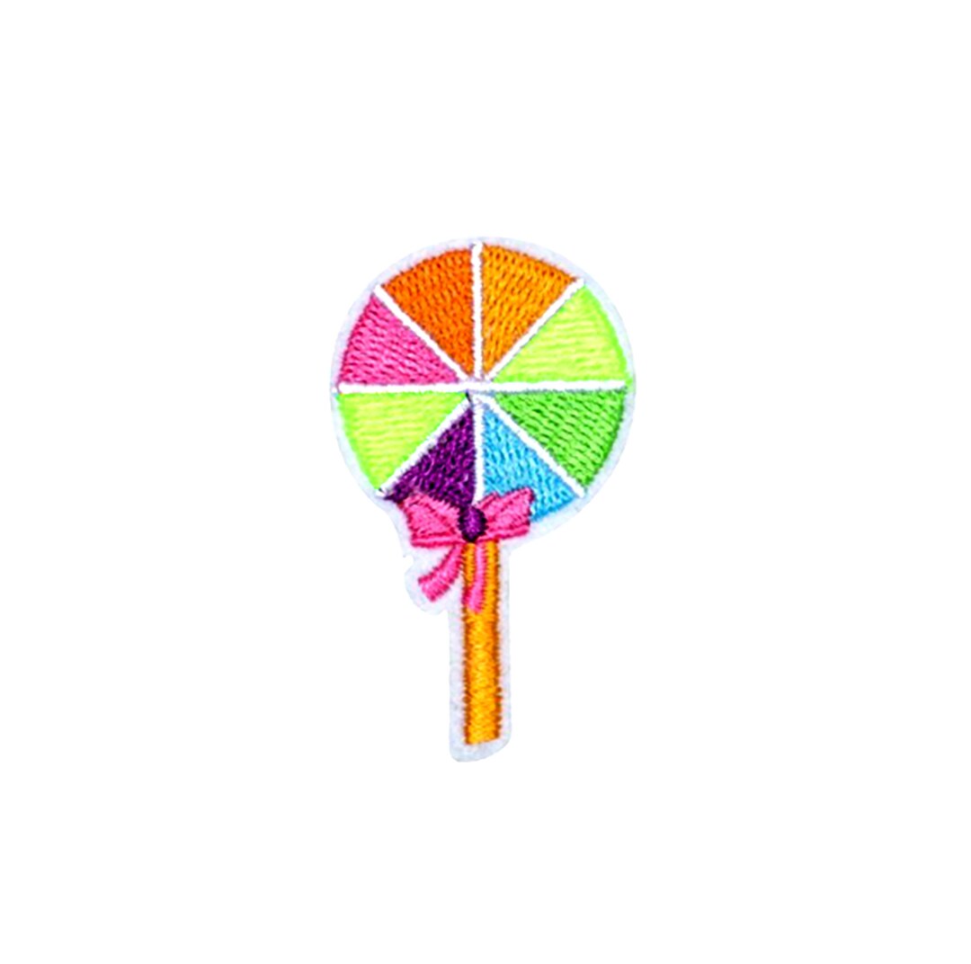 Neon Rainbow Lollipop Patch | Kawaii Sweet Sucker Candy Bow Iron-on ...
