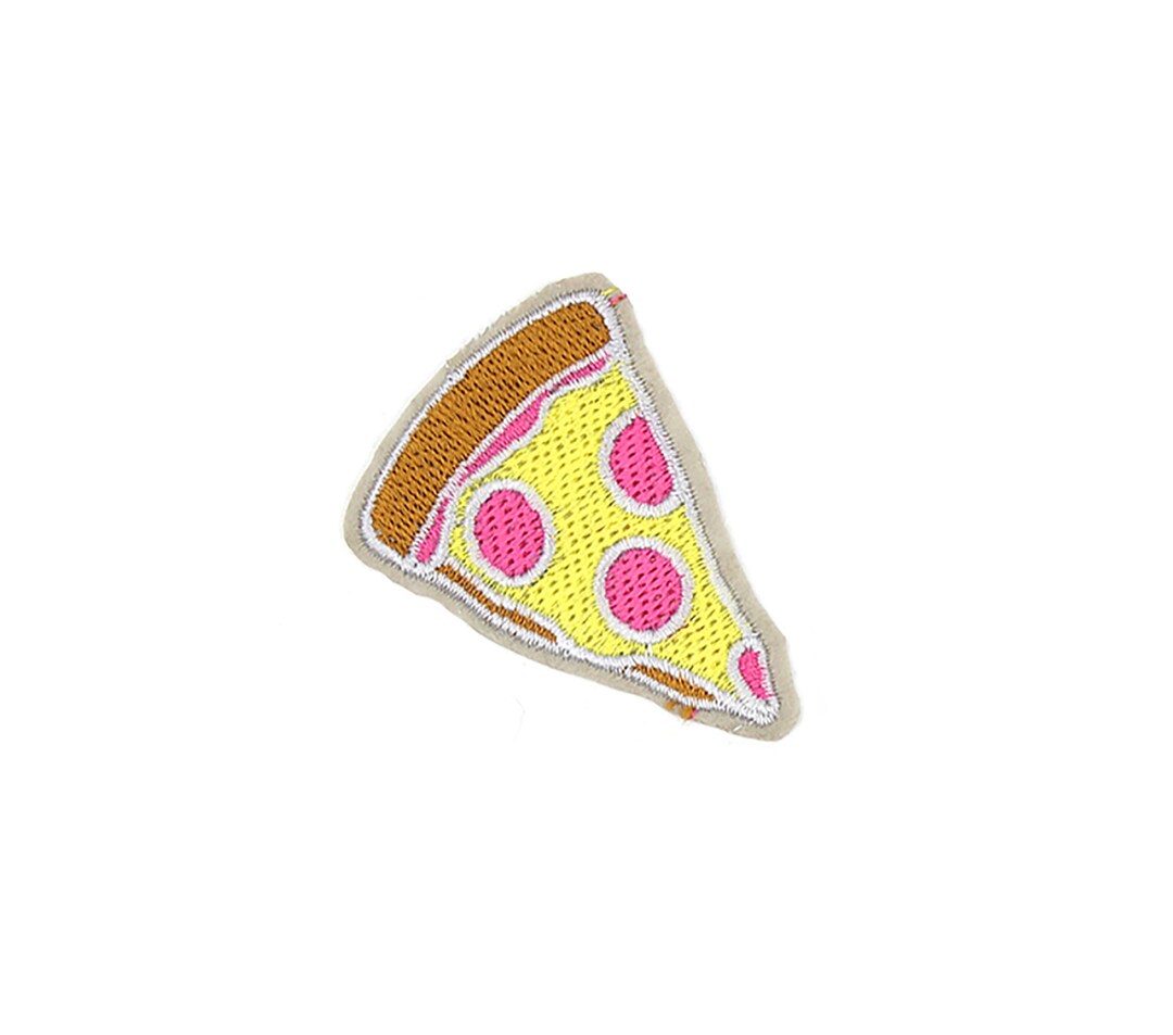 Pink Pepperoni Pizza Patch | Kawaii Pizza Pie Slice Iron-on Applique | Embroidered DIY Badge ...