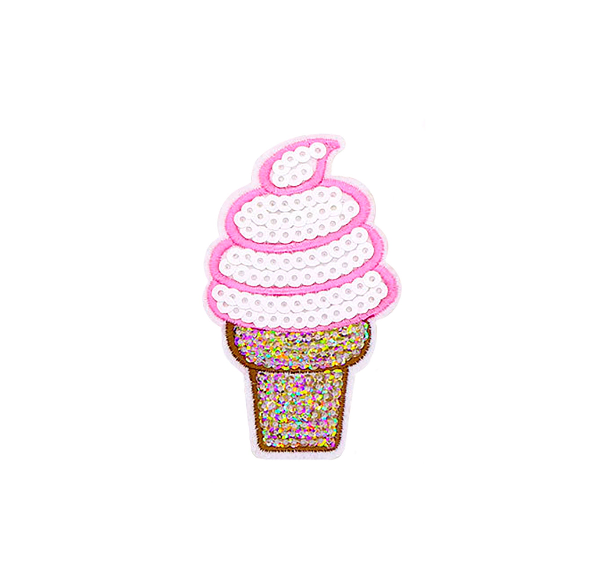 Sequin Iridescent Ice Cream Cone Patch Pastel Rainbow Sparkle Soft ...