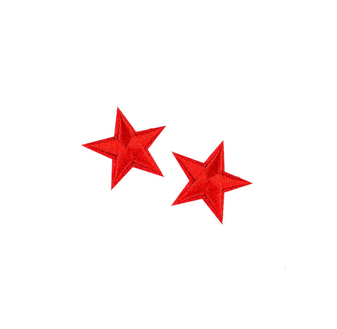 Tiny Red Star Patches | 2x Mini Stars Iron-on Appliques | Teen Kids ...