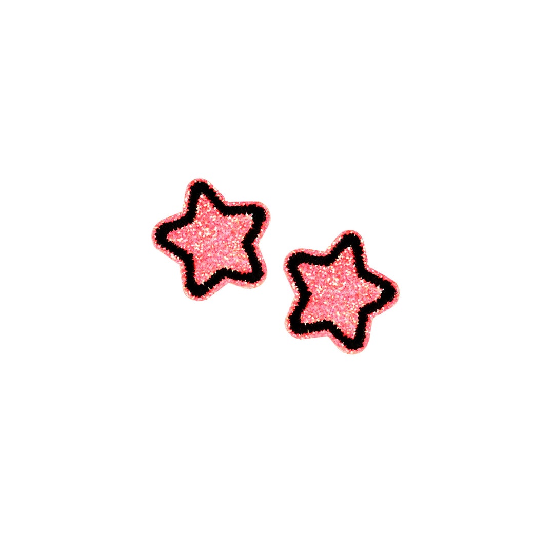 Stick-on Hot Pink Glitter Star Patches | 2x Tiny Kawaii Sparkle ...