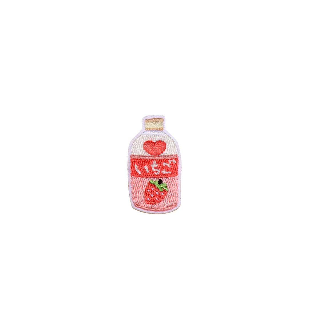 Stick-on Mini Strawberry Milk Patch | Kawaii Pastel Milk Bottle Pink Drink Self-adhesive DIY ...