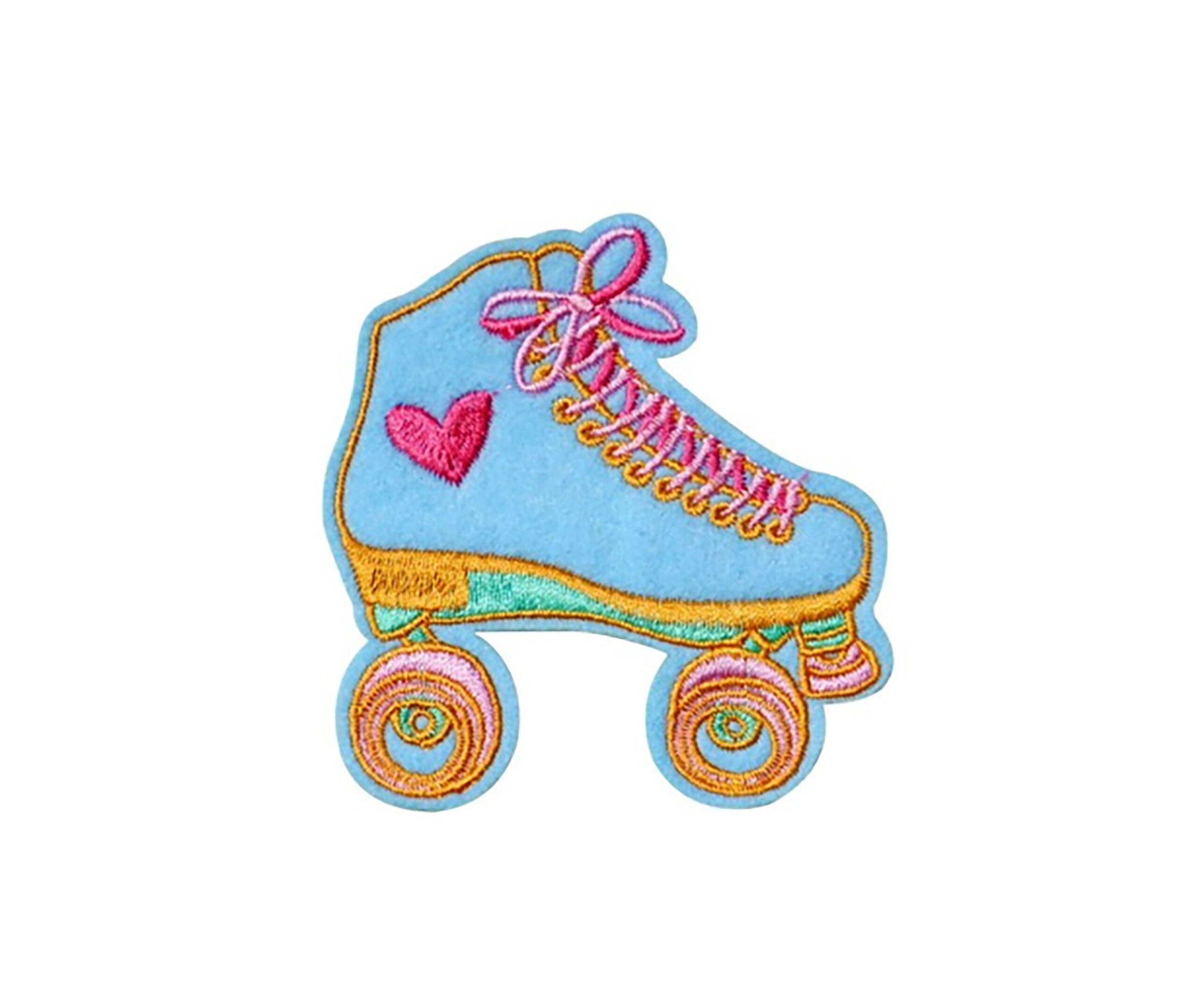 Pastel Roller Skate Patch Kawaii Roller Derby Heart Rollerskate Iron-on Applique DIY Embroidered ...