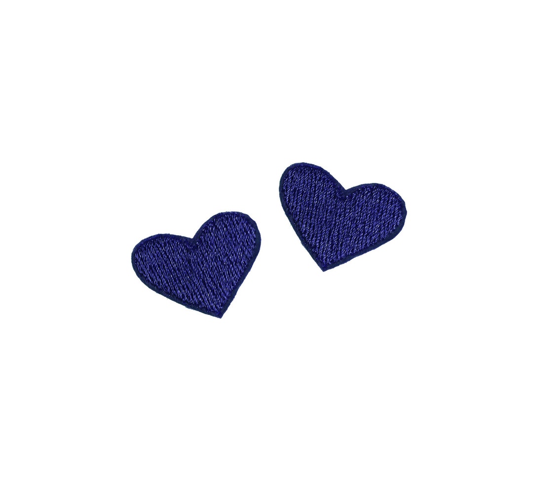 Stick-on Tiny Navy Heart Patches | 2x Mini Royal Blue Self-adhesive ...