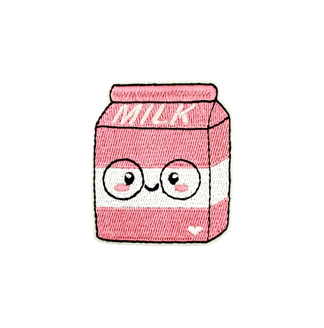 Kawaii Milk Patch | Pastel Pink Milk Carton Iron-on Applique ...