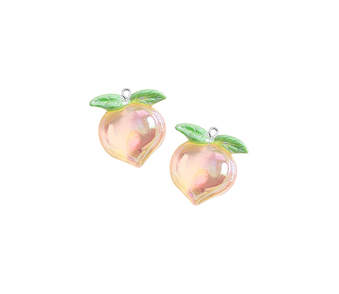 Iridescent Peach Charm Pastel Kawaii Shimmer Peachy Fruit Pendant ...