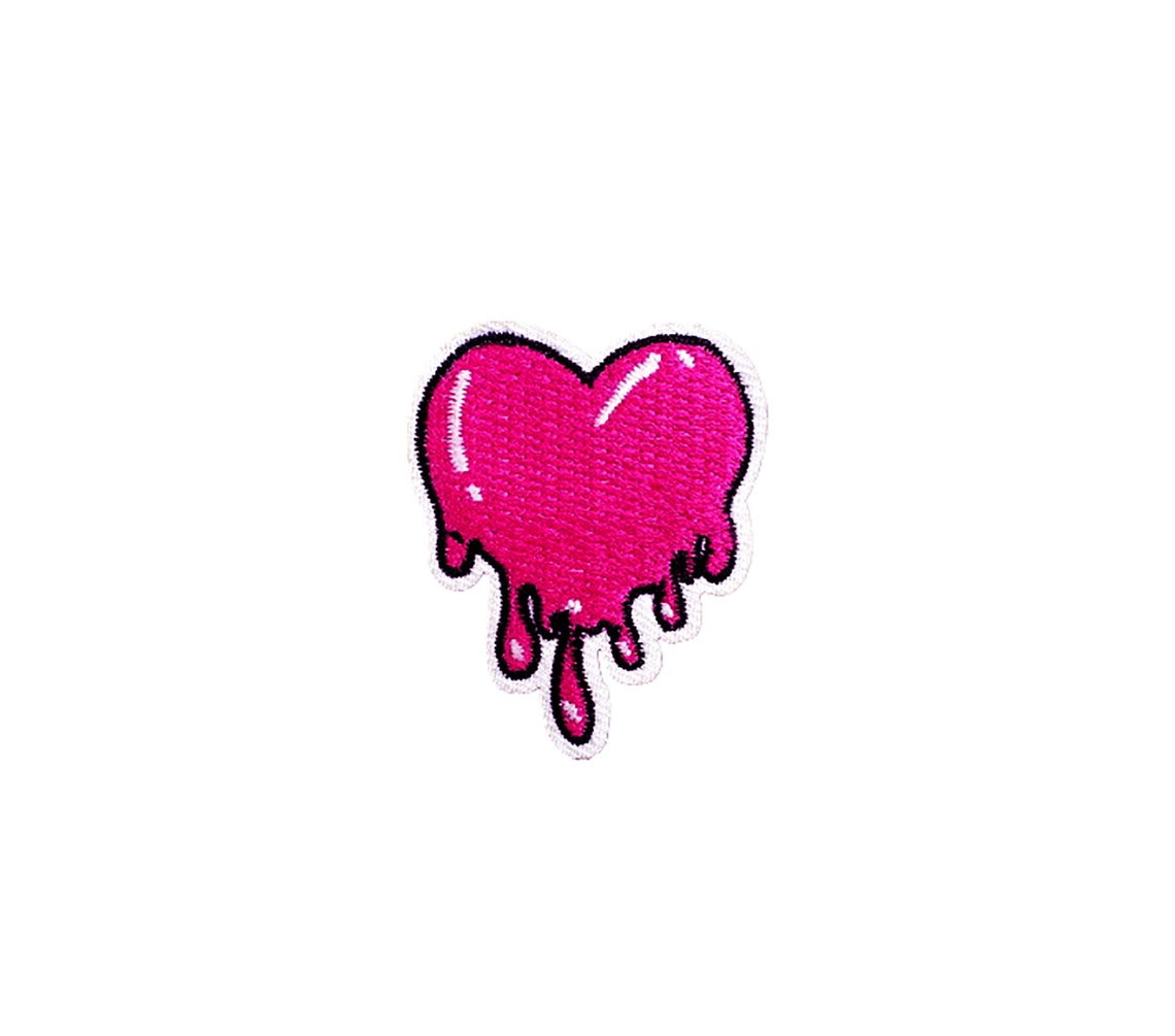 Pink Melting Heart Patch | Dripping Valentine Love Iron-on Applique ...
