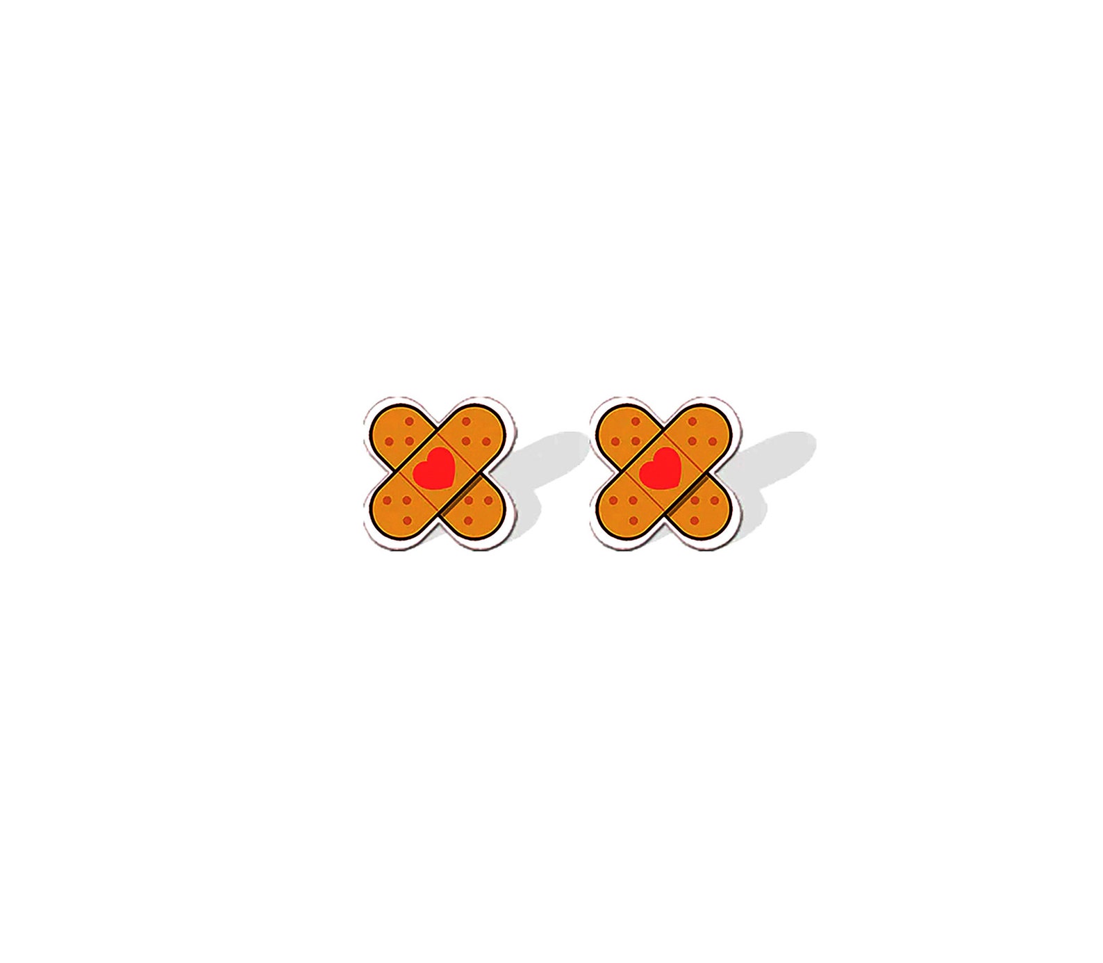 Bandage Studs | Kawaii Boo Boo Love Heart First Aid Post Earrings ...