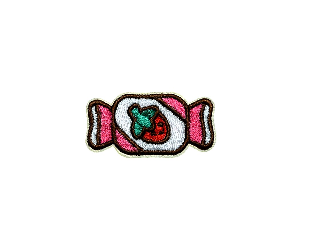 Mini Strawberry Candy Patch | Kawaii Wrapped Berry Gum Iron-on Applique ...
