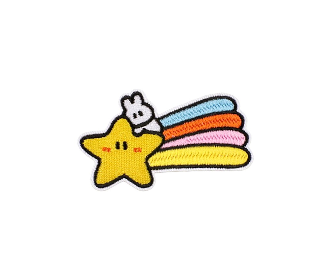 Bunny Shooting Star Patch | Hitching A Ride Kawaii Space Rainbow Iron ...