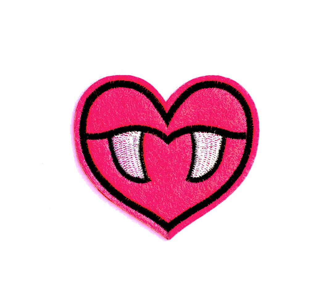 Vampire Heart Patch | Pink Vampira Lips Fangs Mouth Iron-on Applique ...