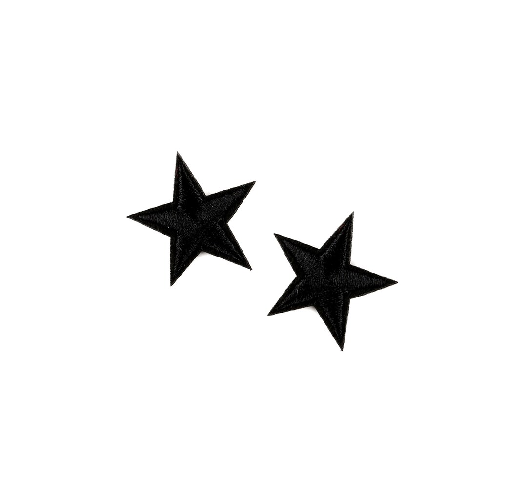 Tiny Black Star Patches | 2x Mini Dark Stars Uchuu Kei Iron-on ...
