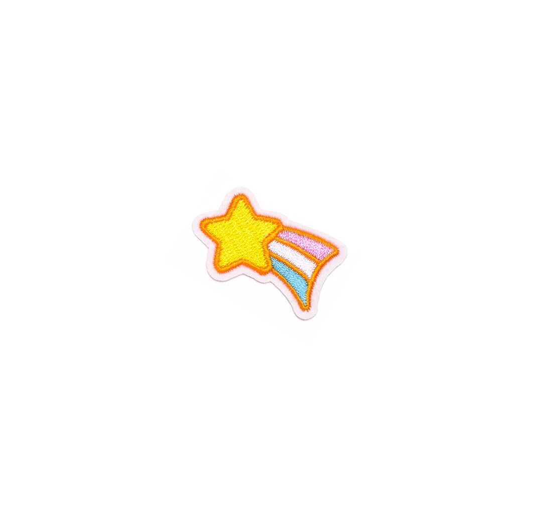 Mini Shooting Star Rainbow Patch | Pastel Cosmic Star Iron-on Applique ...