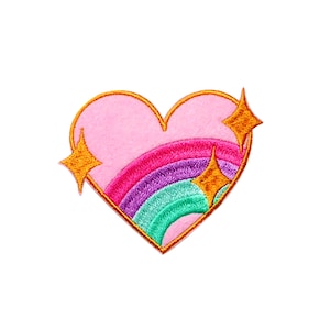 Rainbow Emoji Heart Patch | Pink Kawaii Pastel Sparkle Diamond Heart ...