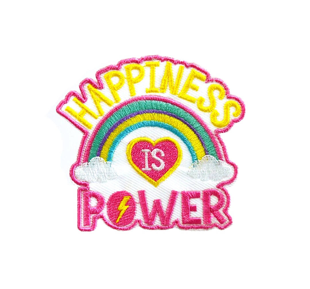 Happiness is Power Patch | Pastel Kawaii Rainbow Positivity Iron-on ...
