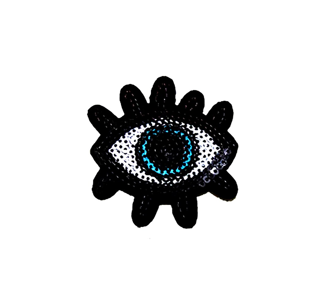 Evil Eye Sequin Patch Blue Eye Talisman Iron-on Applique Good Vibes ...