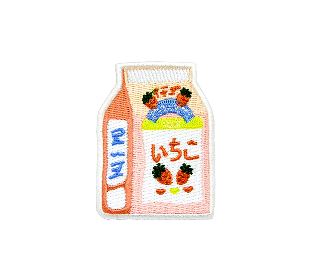Strawberry Milk Patch | Kawaii Japanese Pink Drink Milk Carton Iron-on ...