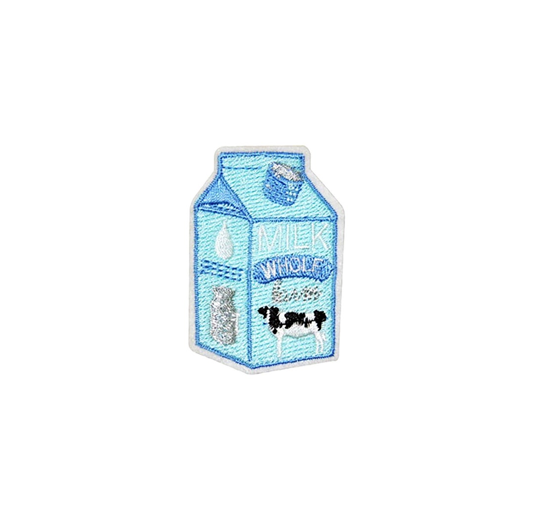 Stick-on Milk Carton Patch | Pastel Whole Milk Dairy Farm Cow Drink ...