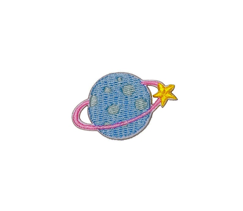 Stick-on Mini Blue Planet Patch Kawaii Pastel Saturn Star Space ...