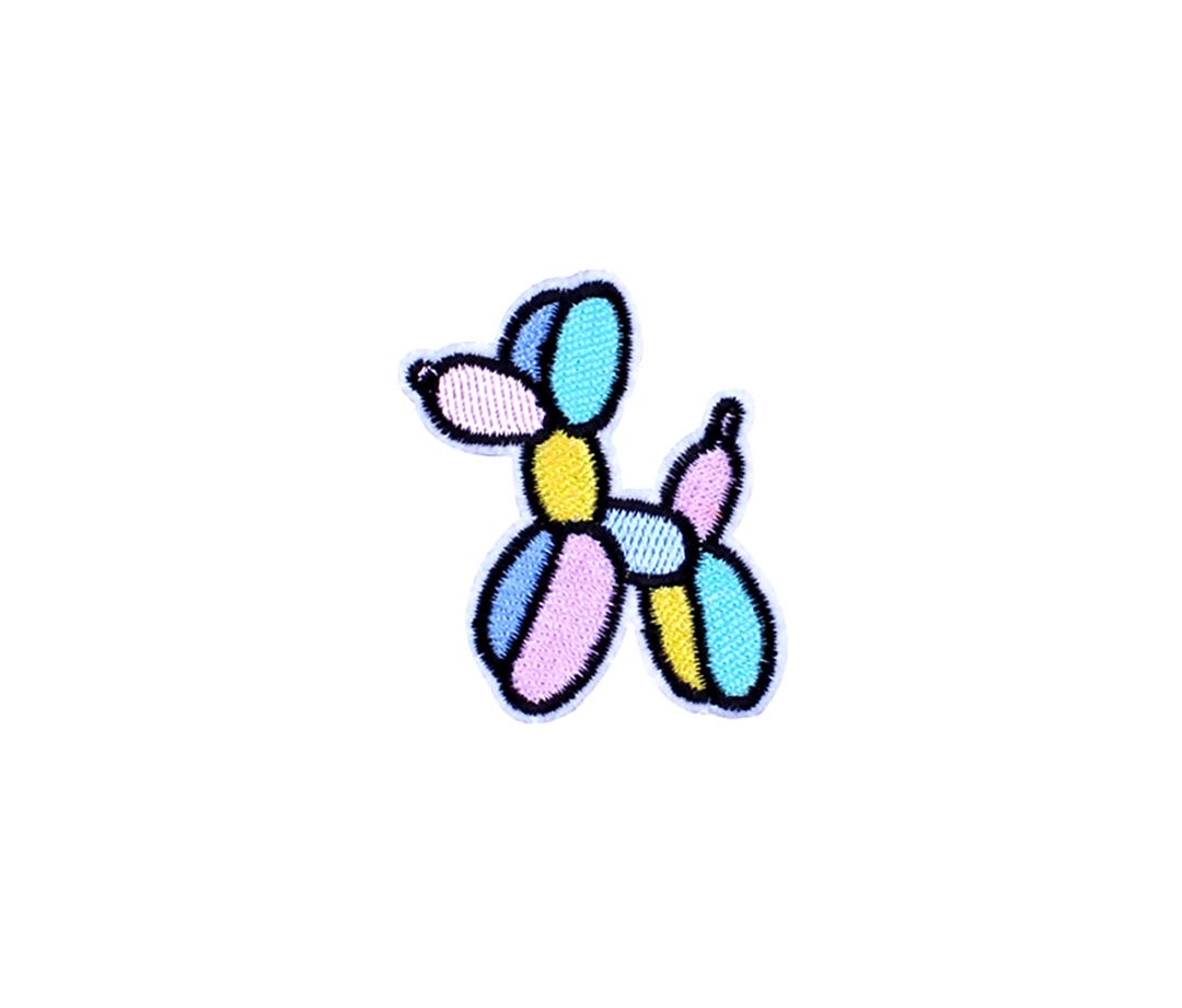 Pastel Balloon Dog Patch | Kawaii Balloon Animal Carnival Iron-on Applique | Embroidered DIY ...