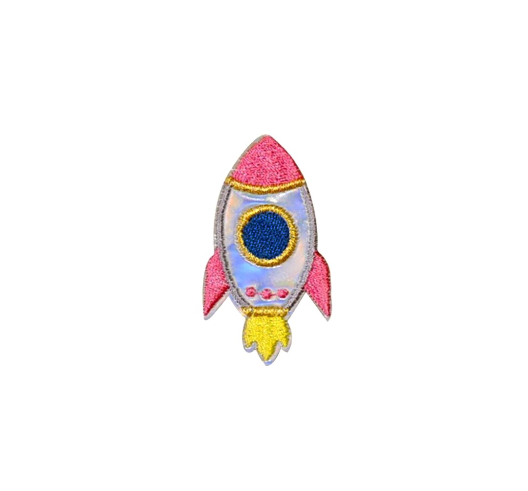 Holo Rocket Patch | Kawaii Iridescent Pastel Rainbow Spaceship Iron-on ...