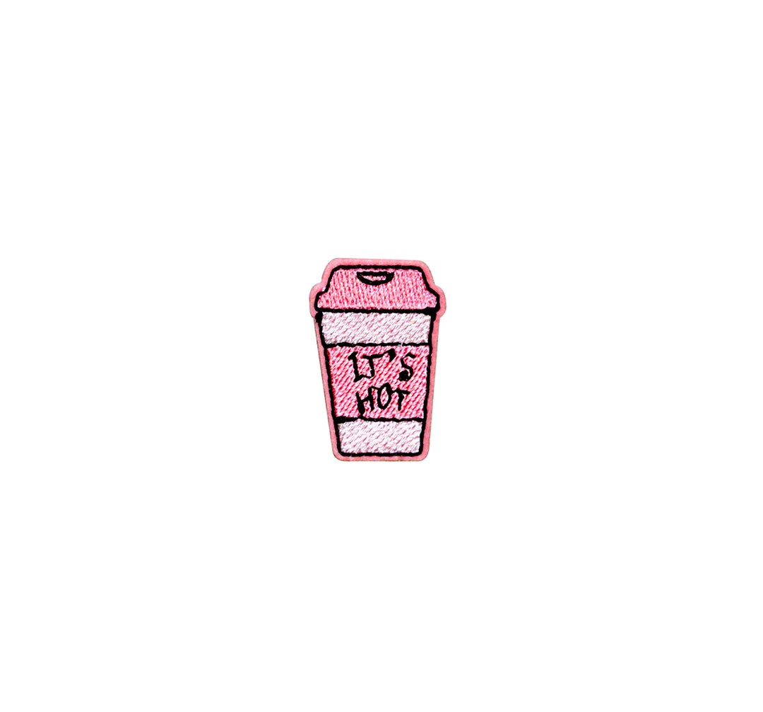Stick-on Mini Coffee Patch | Pink Pastel Kawaii 'it's Hot' Tea Latte To ...