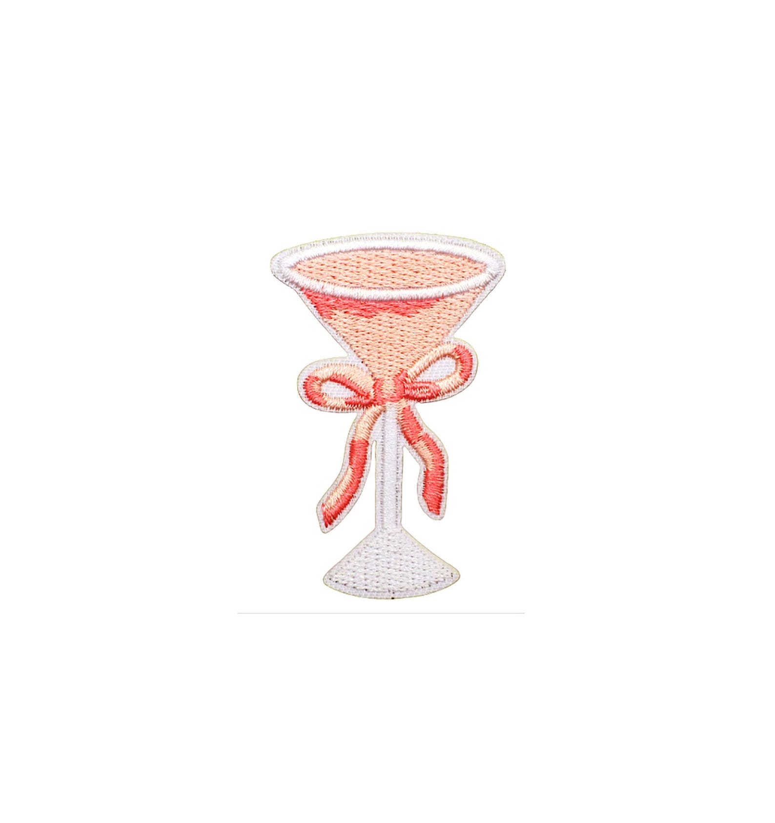 Pink Martini Patch | Coquette Bow Drink Iron-on Patch | Embroidered DIY ...