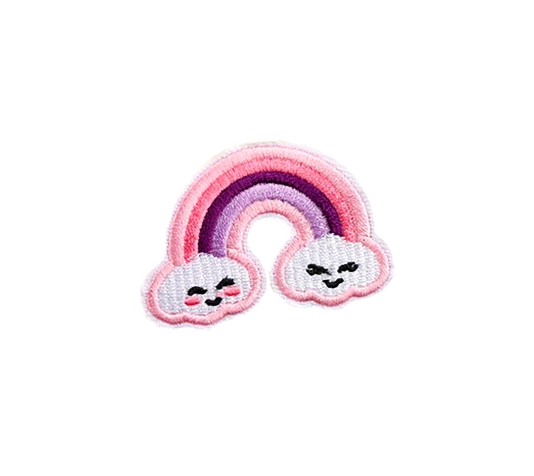 Pastel Rainbow Cloud Patch | Sleepy Kawaii Pink Rainbow Iron-on ...