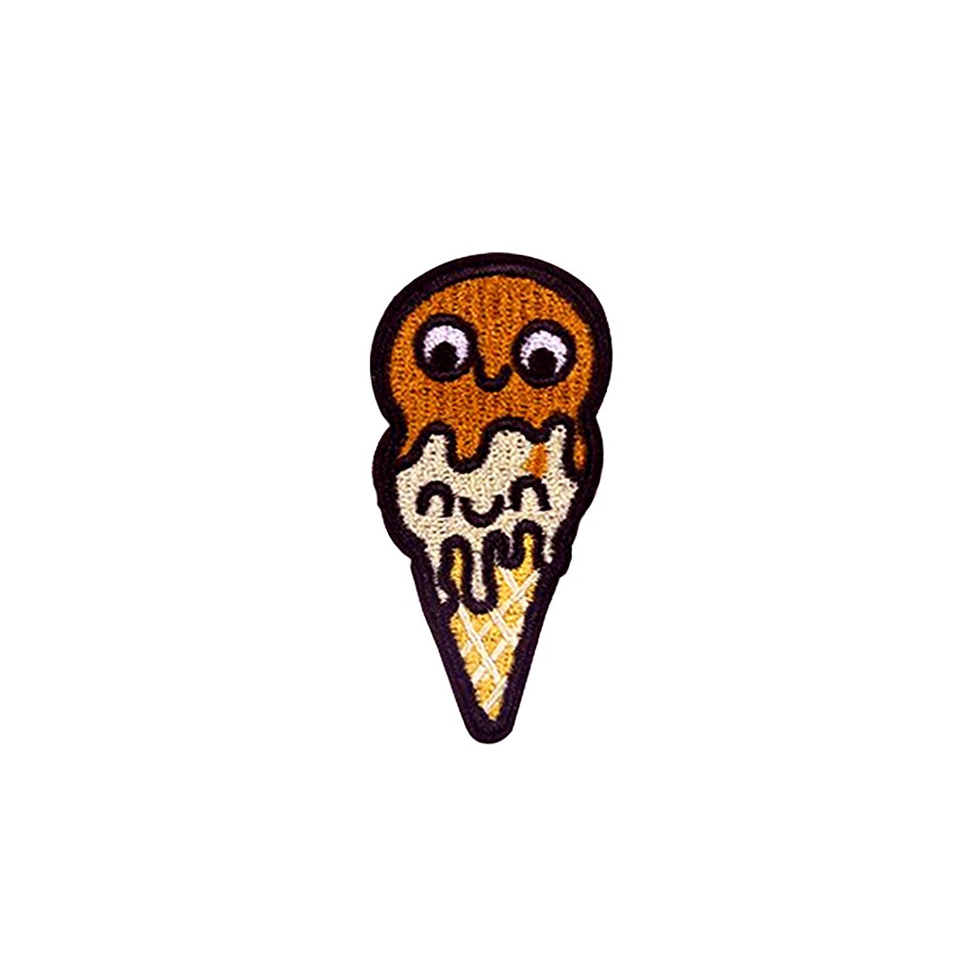 Kawaii Chocolate Ice Cream Cone Patch | Happy Melting Ice Cream Waffle ...