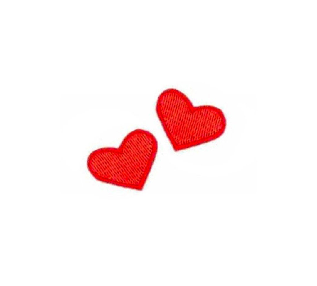 Tiny Red Heart Patches | 2x Mini Iron-on Love Appliques | Embroidered ...