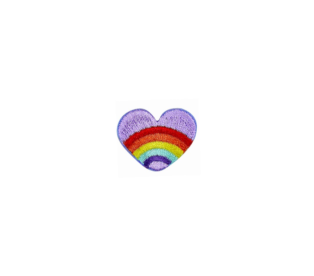 Tiny Rainbow Heart Patch | Pastel Lavender Purple Kawaii Love Heart ...