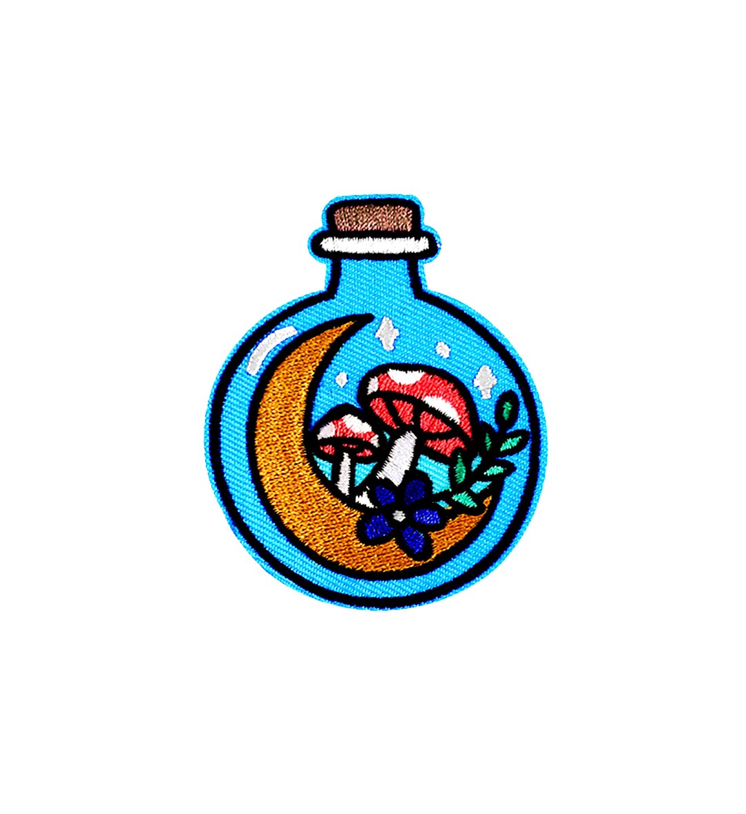Mushroom Moon Bottle Patch | Boho Kawaii Elixir Potion Iron-on Applique ...