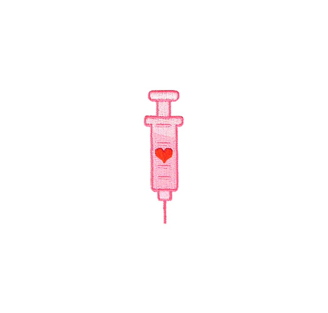 Stick-on Love Shot Patch Pastel Kawaii Pink Heart Syringe Needle ...