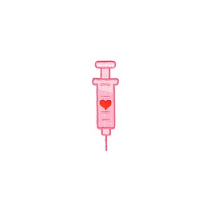 Stick-on Love Shot Patch Pastel Kawaii Pink Heart Syringe Needle ...