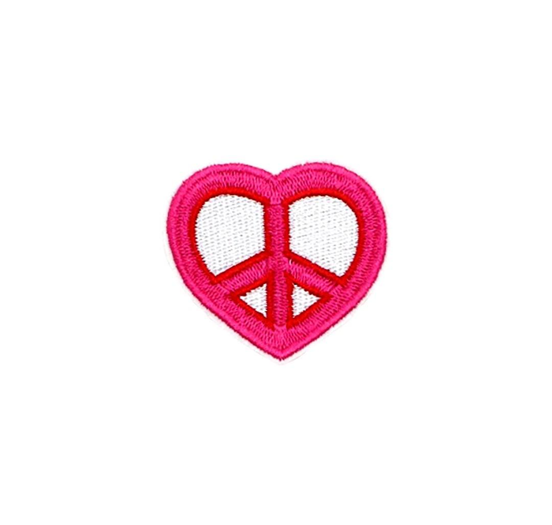 Pink Peace Sign Heart Patch | Kawaii Girly Love Hippie Iron-on DIY ...