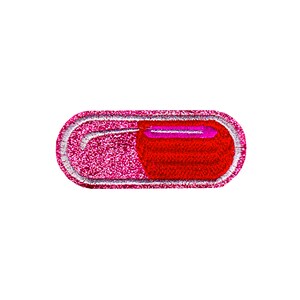 Glitter Pink Pill Patch | Sparkle Red Medicine Vitamin Capsule Iron-on ...