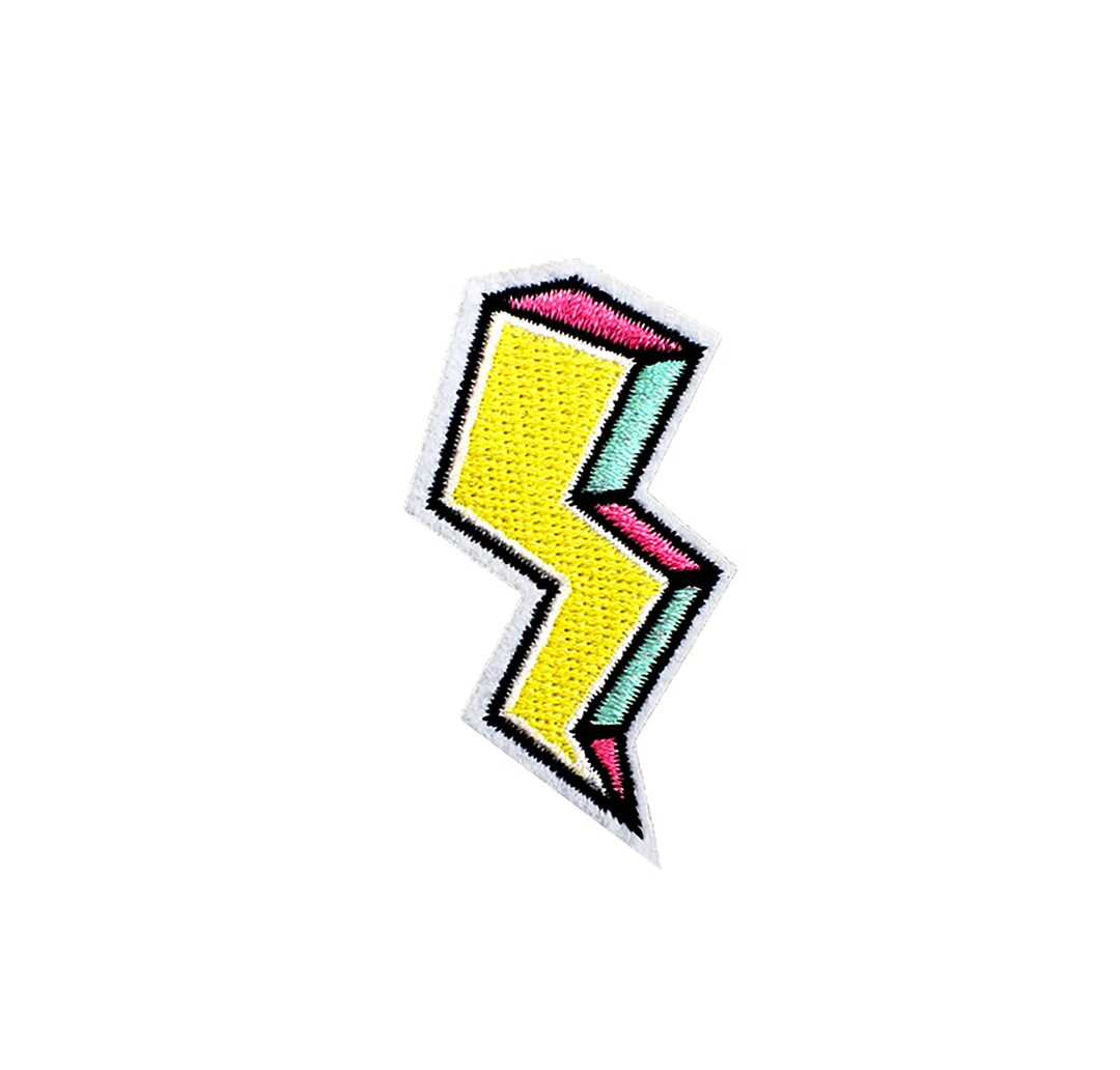 Pastel Lightning Patch | Kawaii 3D Yellow Pink Blue Thunder Bolt Iron ...